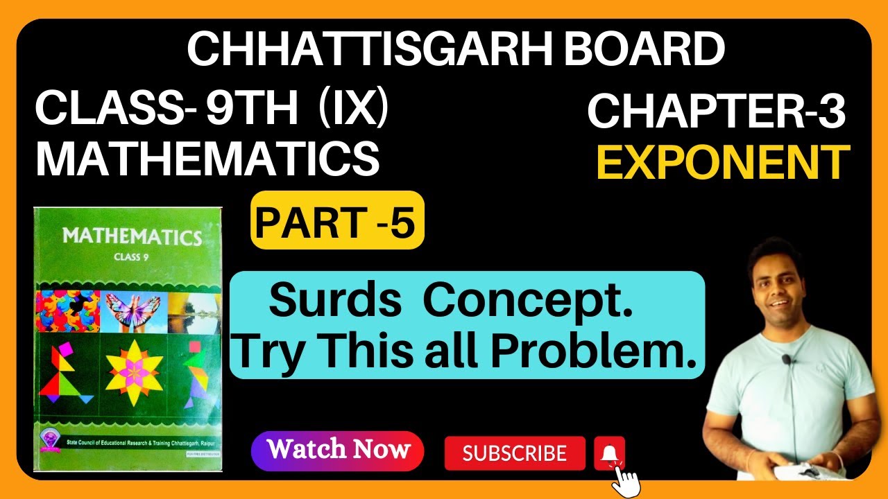 CG BOARD Class 9 Math Chapter 3 Exponent I Concept of Surds I Try this ...