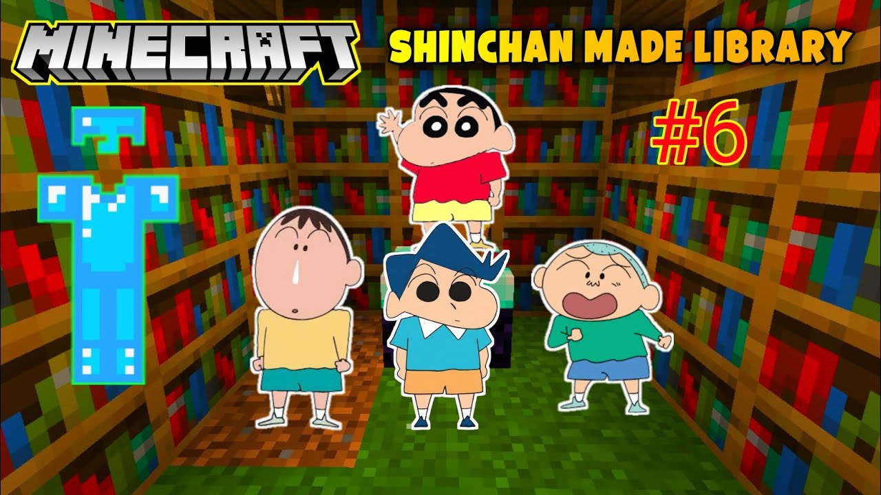 shinchan and his friends made library in minecraft episode - 6|| hindi ...