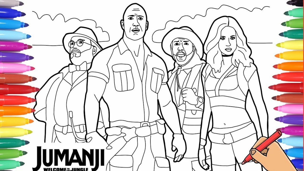 JUMANJI WELCOME TO THE JUNGLE COLORING PAGES FOR KIDS - JUMANJI MOVIE ...