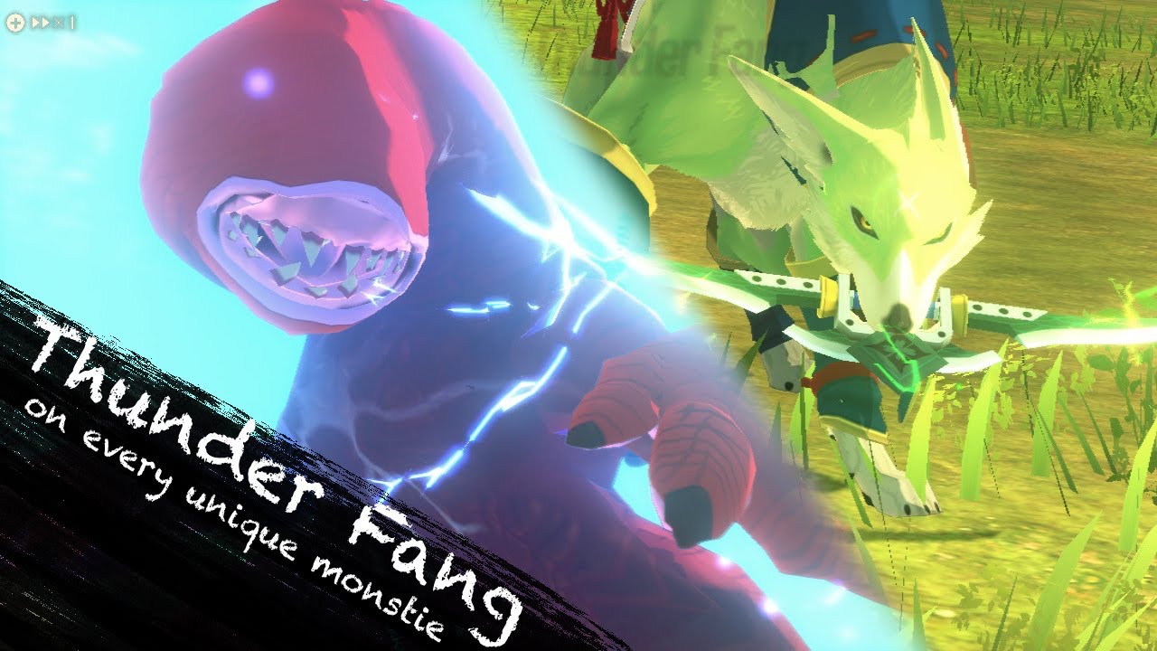 Thunder fang on every unique monstie in Monster Hunter Stories 2 - YouTube