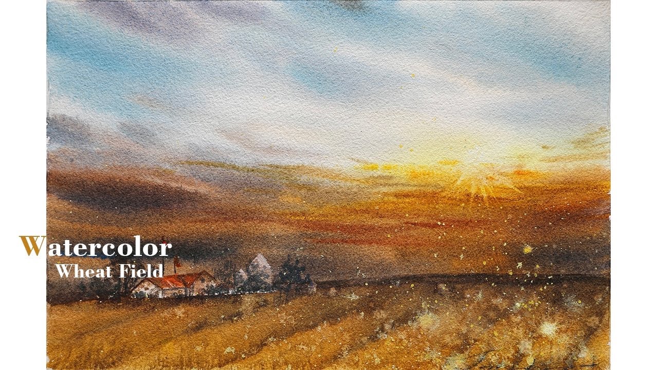 How To Paint Autumn Wheat Field With Watercolors - YouTube