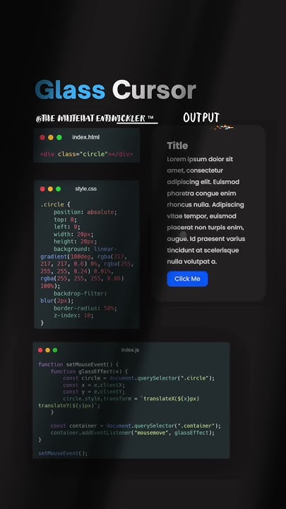 Glass Cursor Effect Cursor Property Html Css And Js Shots Shotsfeed Viral Trending