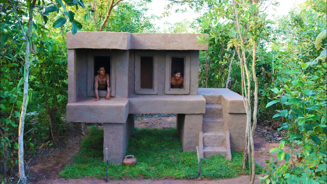 Build 3 In 1, Swimming Pool , Water Slide And Mud House In The Forest ...
