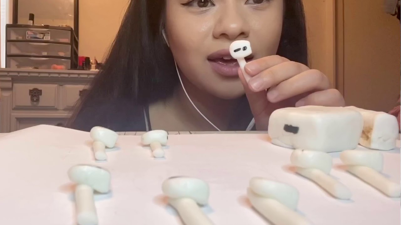 ASMR EATING EDIBLE EARPODS ~ (Fake) - YouTube