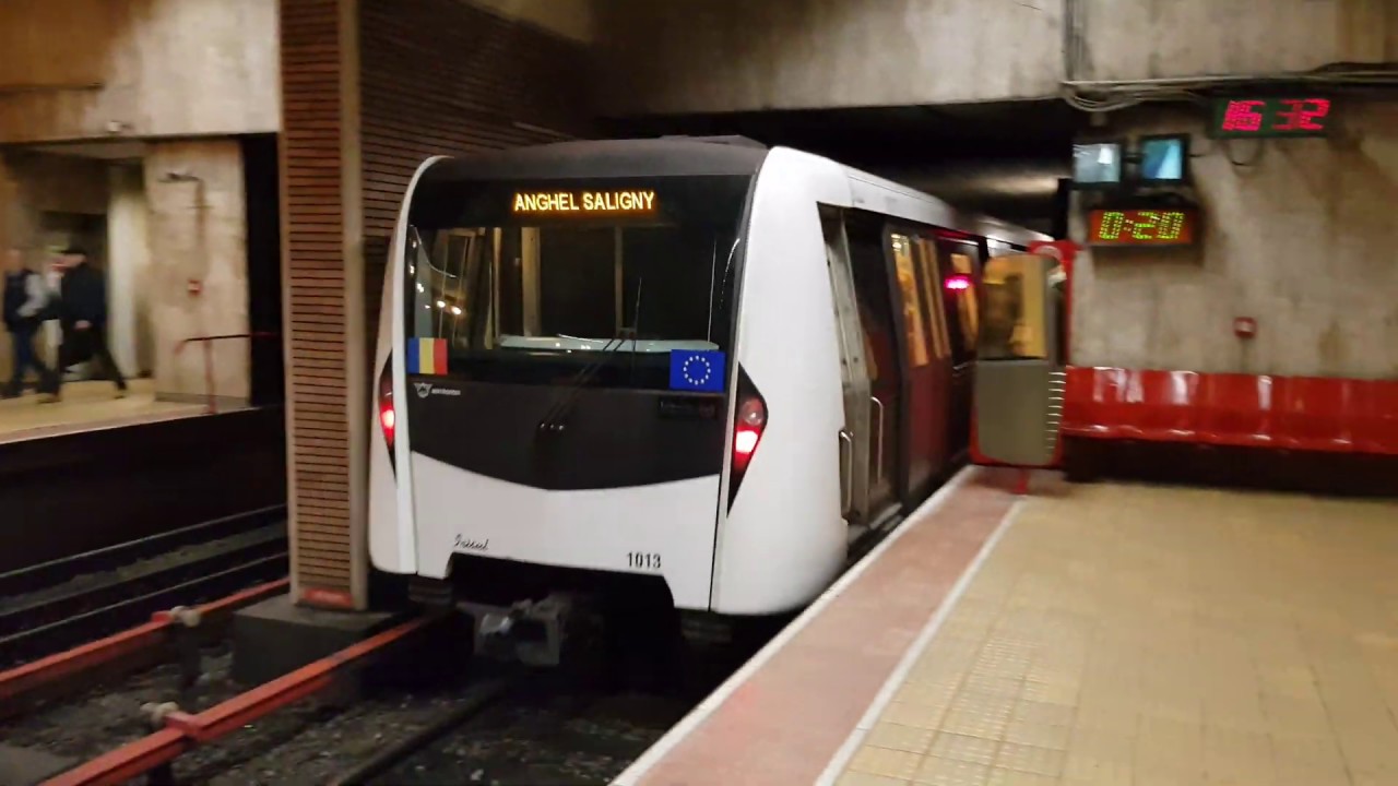 [4K]Bucharest Metro-Trains at Basarab,Eroilor 1,Petrache Poenaru and ...