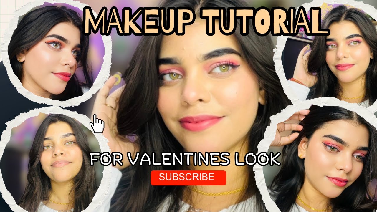 Valentine special makeup tutorial ️ || Simple look with pink eyes ...