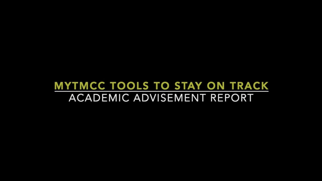 MyTMCC Academic Advisement Report - YouTube