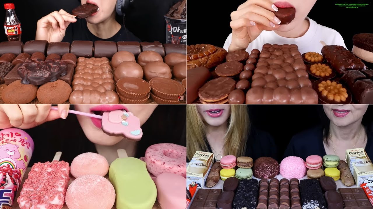 ASMR CHOCOLATE ICE CREAM MARSHMALLOW NUTELLA,TICO,CHOCOLATE CAKE,BUBBLE ...