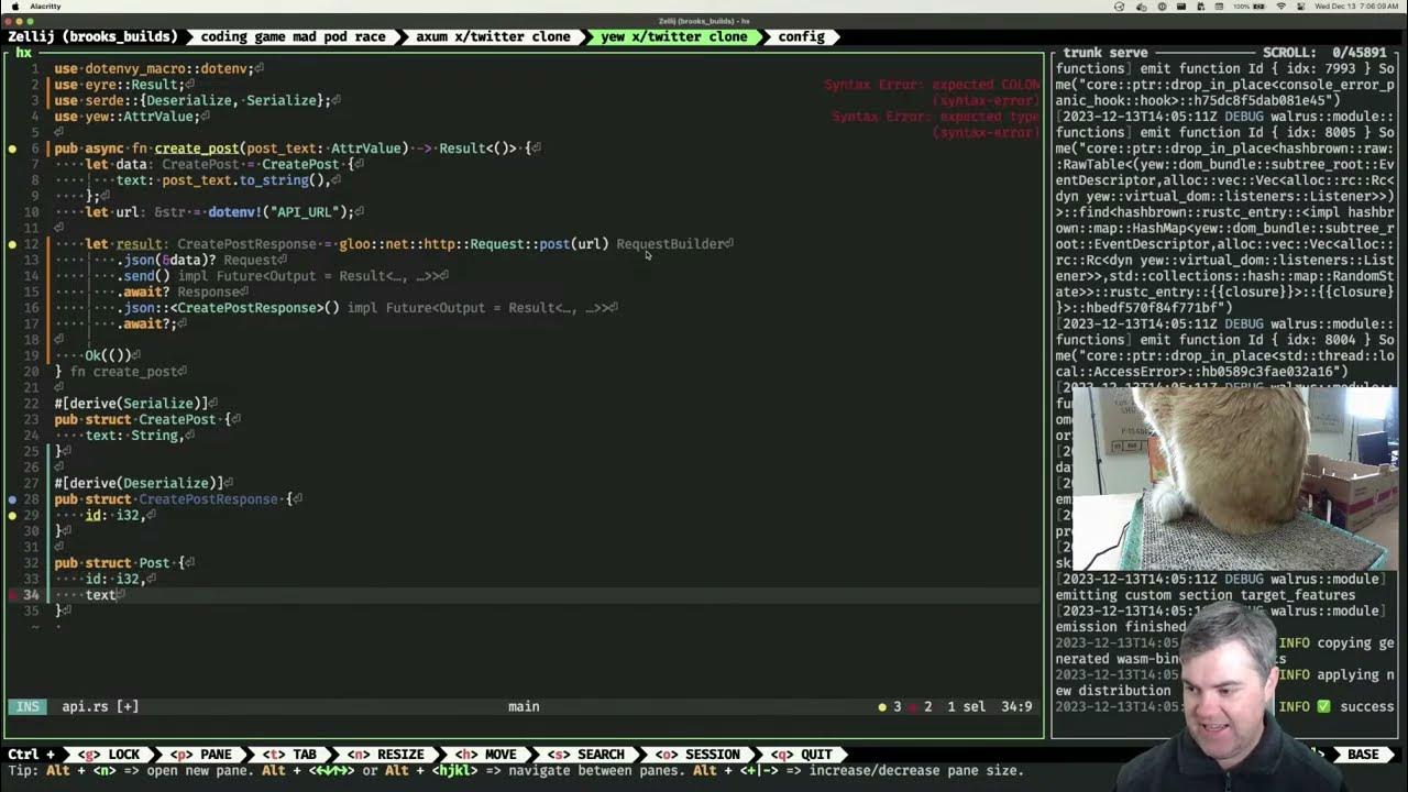 stream archive: x/twitter clone in Yew + Rust plus adding cors to the Axum server (2023-12-13 ...