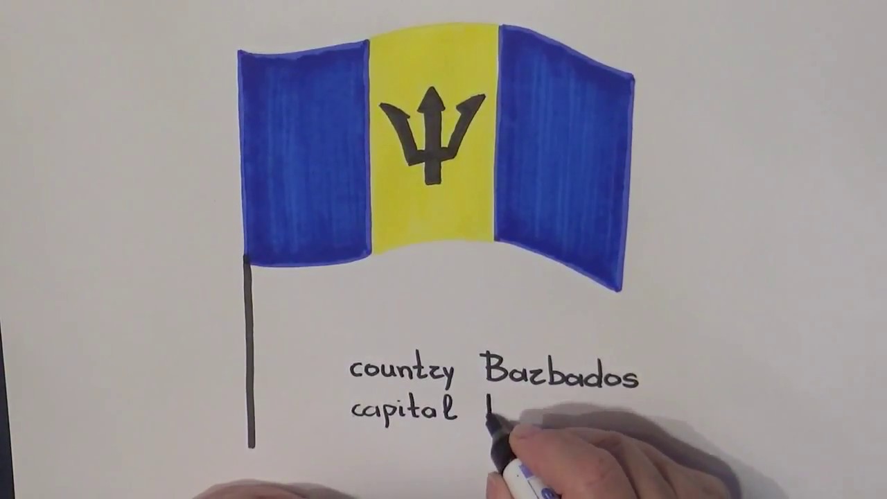Learn geography How to draw a flag Barbados - YouTube