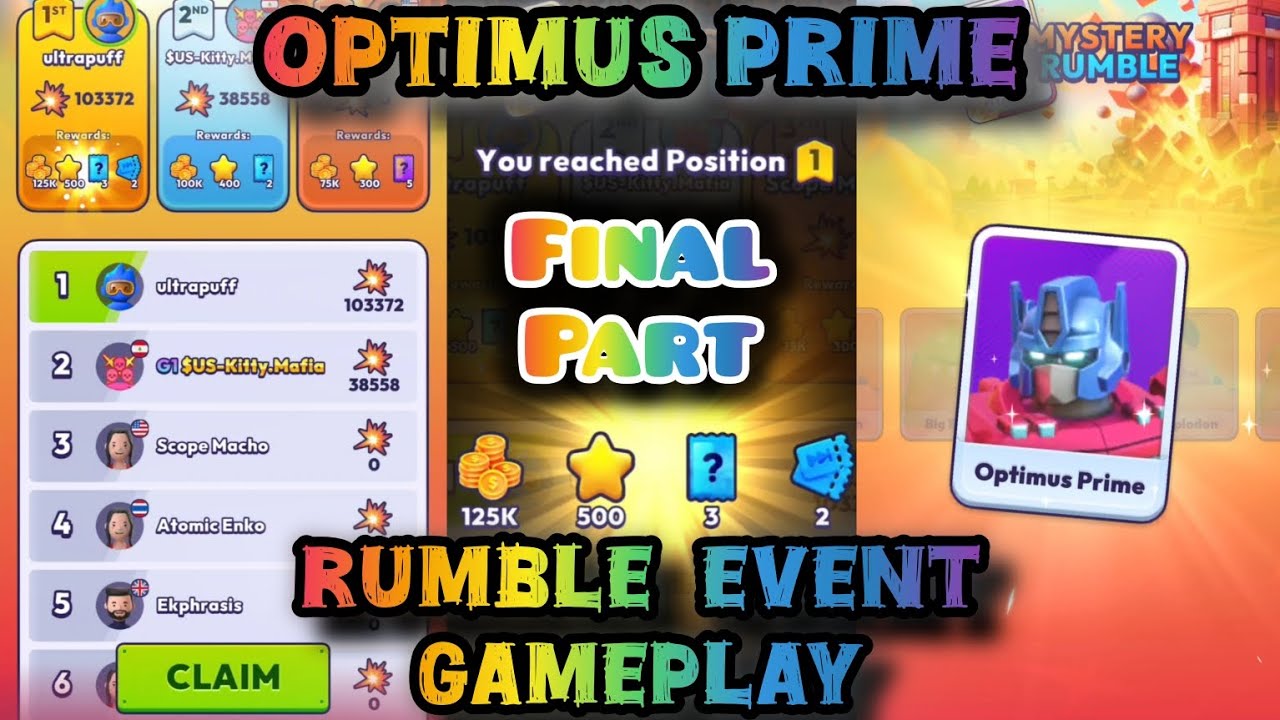 🔥 FINALE 🔥 OPTIMUS PRIME RUMBLE Event gameplay | Mob Control - YouTube