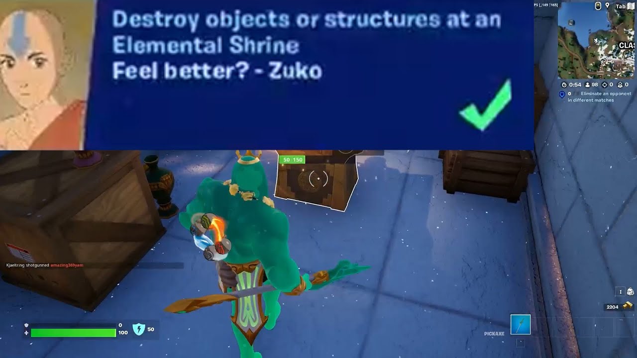 Destroy objects or structures at an Elemental Shrine Fortnite - YouTube