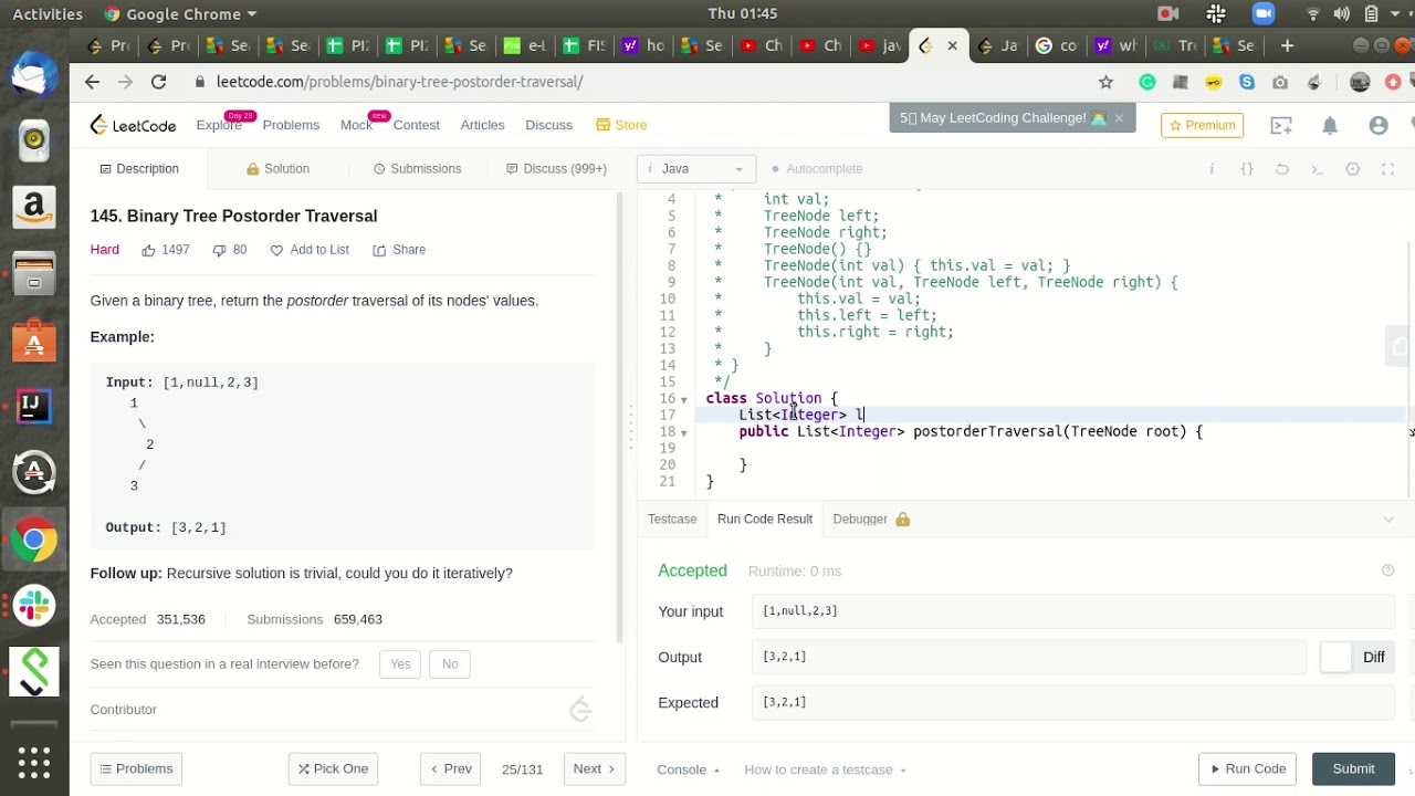 Facebook Interview Question Leetcode 145 Binary Tree Postorder 7027