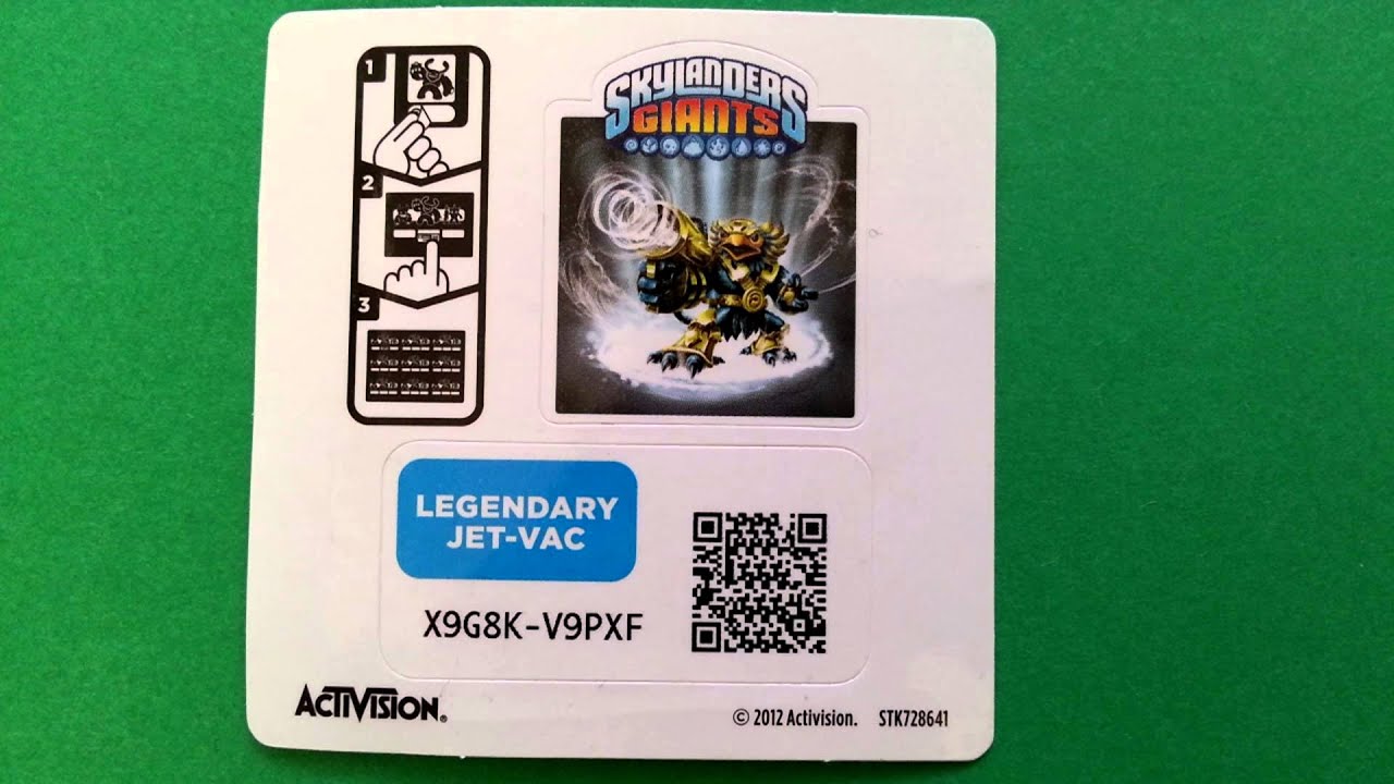 Legendary Jet-Vac Skylanders Giants Webcode / Onlinecode UNUSED - YouTube