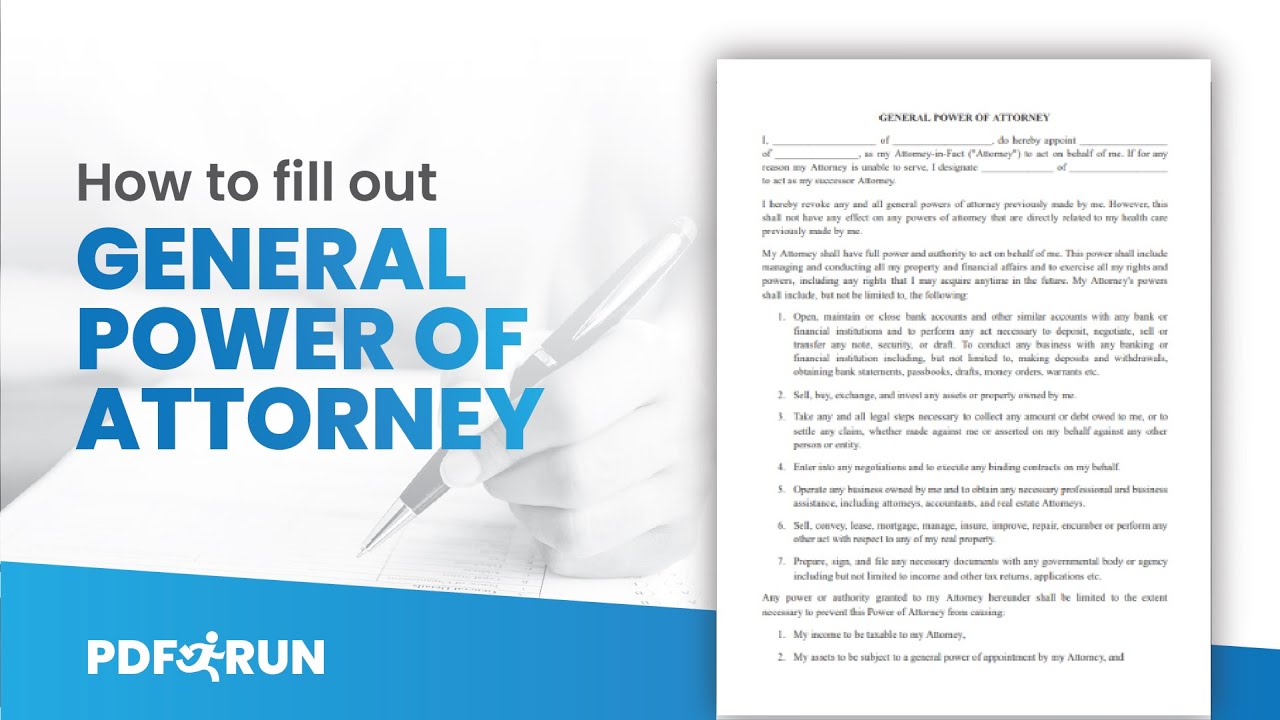 How to Fill Out General Power of Attorney Online | PDFRun - YouTube