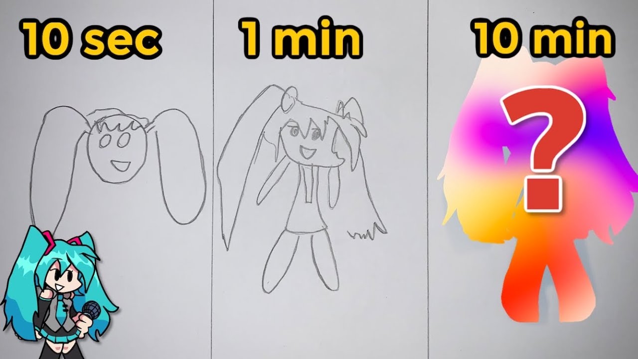 Drawing fnf Hatsune Miku Aishite mod in 10 seconds, 1 minute, 10 ...