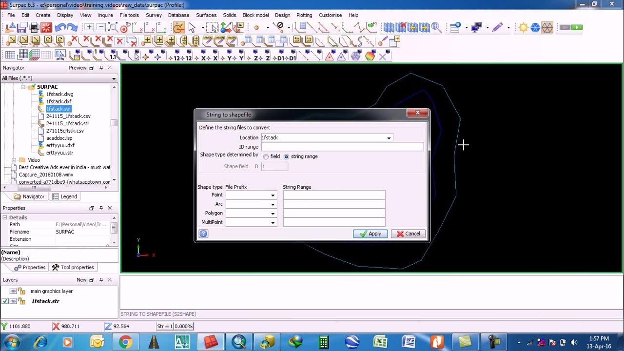 How to Export .shp file (Arc GIS) from .str file in SURPAC - YouTube