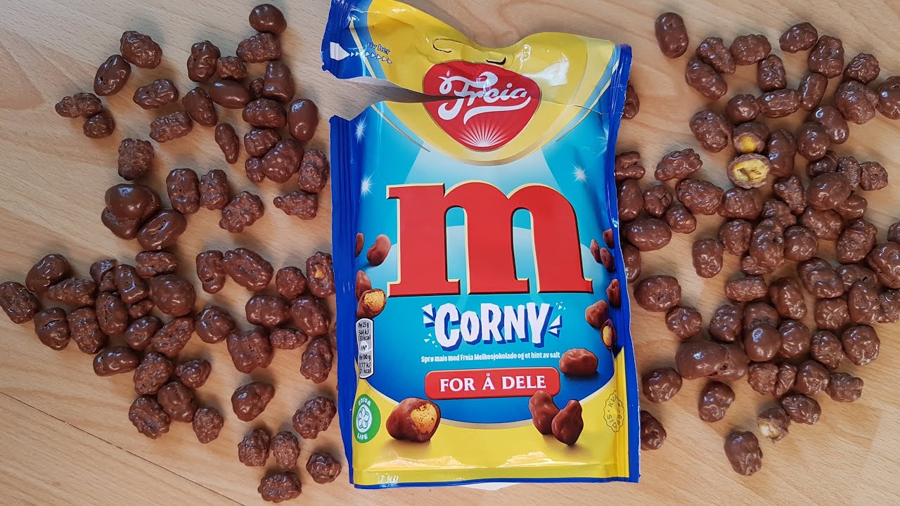Freia M Corny Salted And Roasted Corn Covered With Milk Chocolate - YouTube