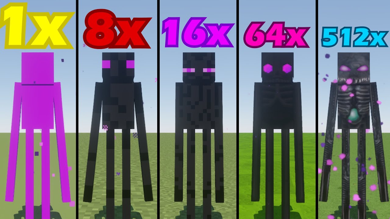 enderman in 1px vs 8px vs 16px vs 64px vs OHIO 512px - YouTube