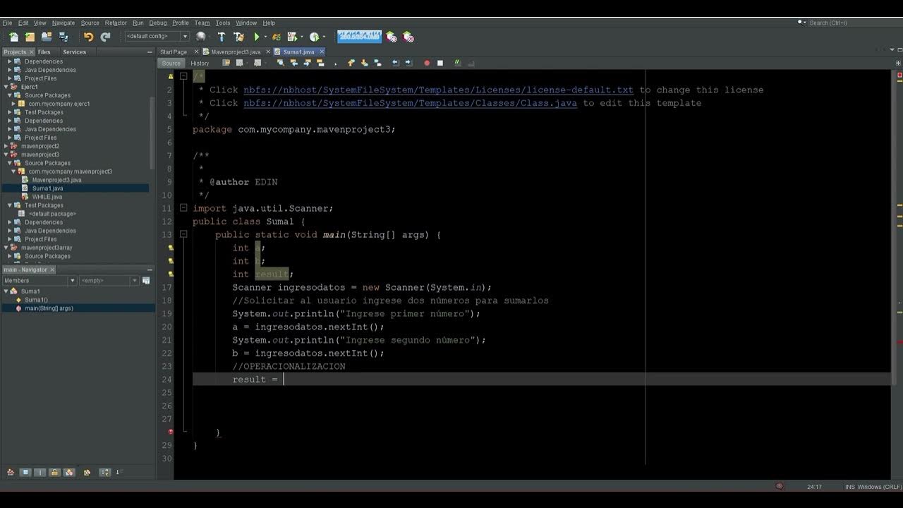 Cómo sumar dos números en Java - ingresados por el usuario con clase Scanner en Netbeans - YouTube