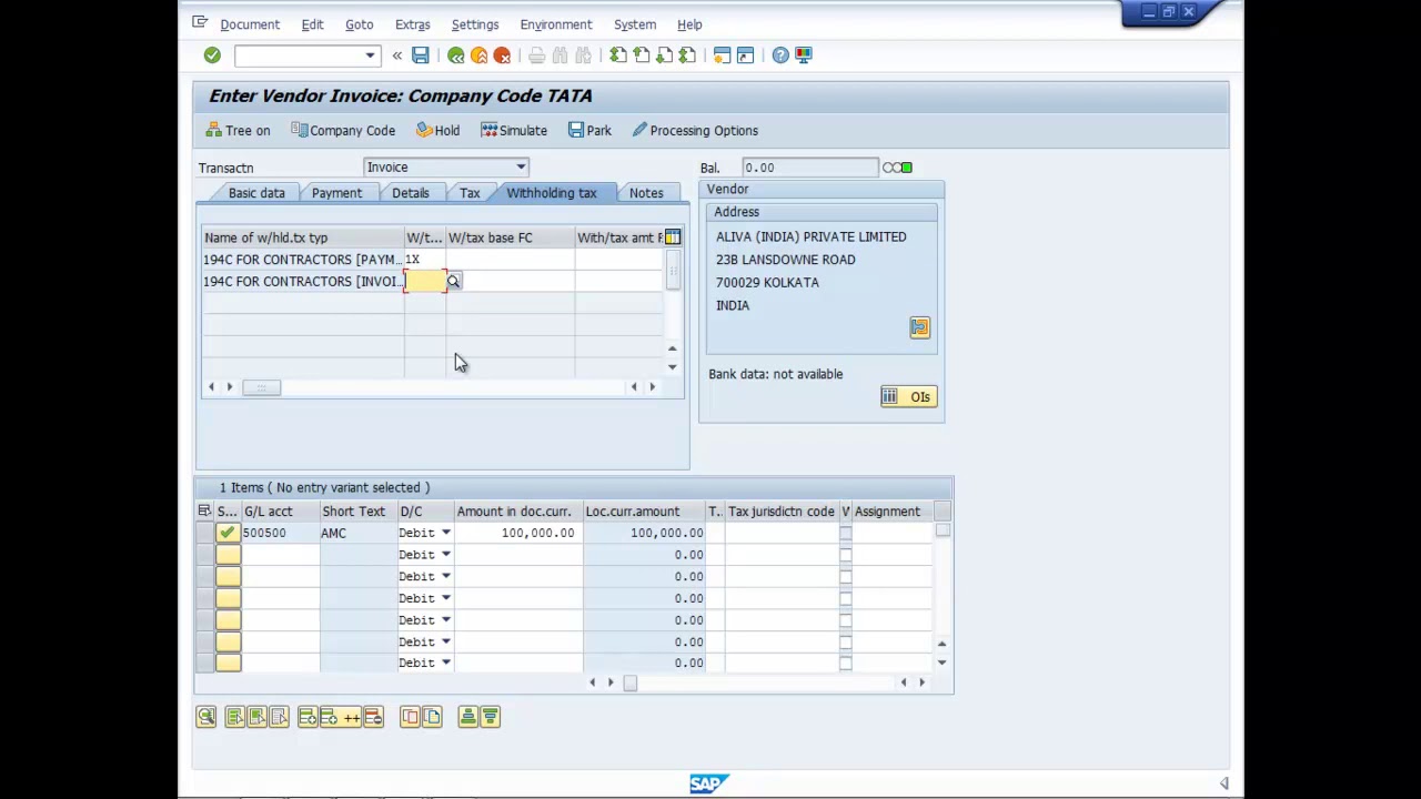 SAP FICO - WITHHOLDING TAX CONFIGURATION & ENTRY - SESSION 28 - YouTube