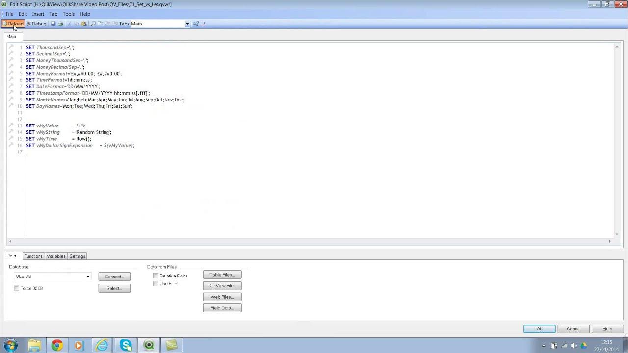 SET vs LET QlikView Script Statements - YouTube