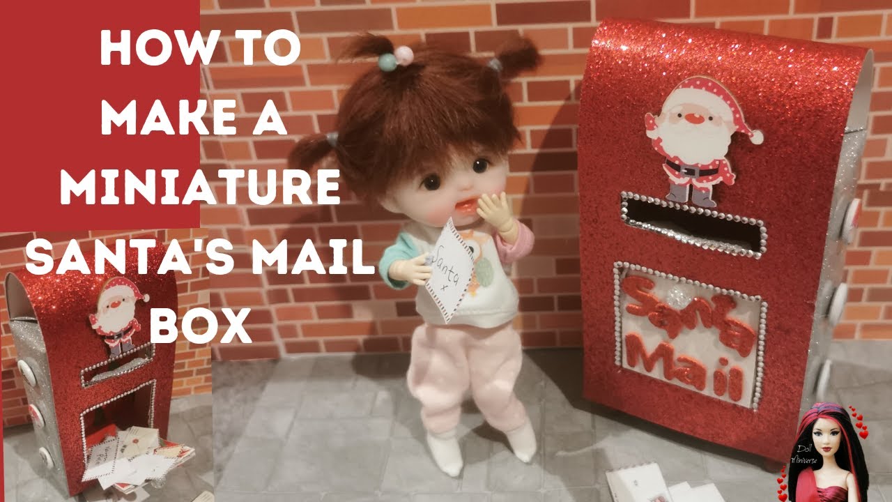 How to make a CUTE MINIATURE SANTA'S MAIL BOX from CARDBOARD BOX for ...