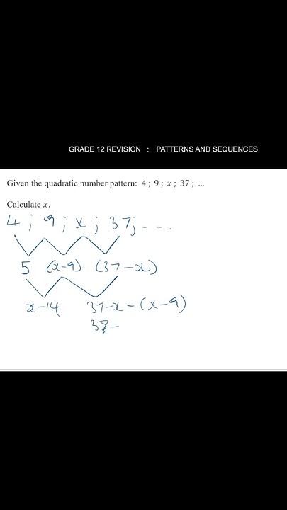 Quadratic Number Pattern - Sequences and Series Maths Grade 11 and Grade 12 - www.nbmmaths.co.za ...