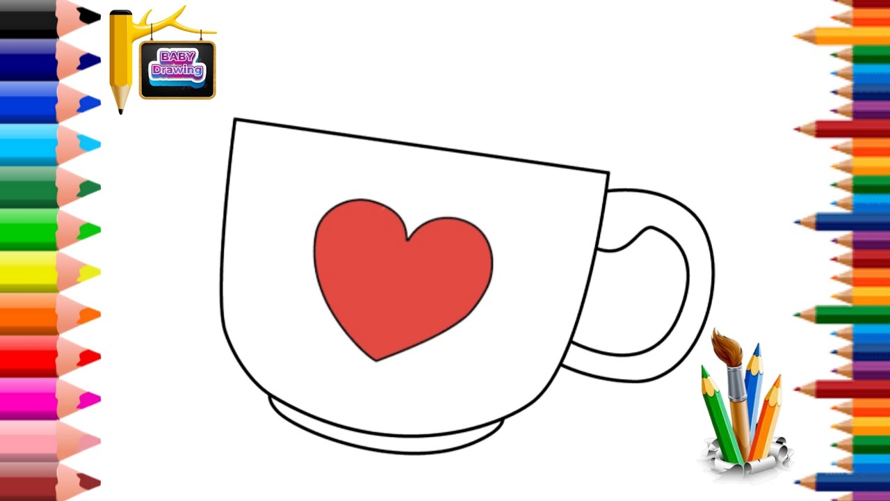 Coffee Mug Drawing । Mug Art । How to Draw Love Mug । Baby Drawing ...