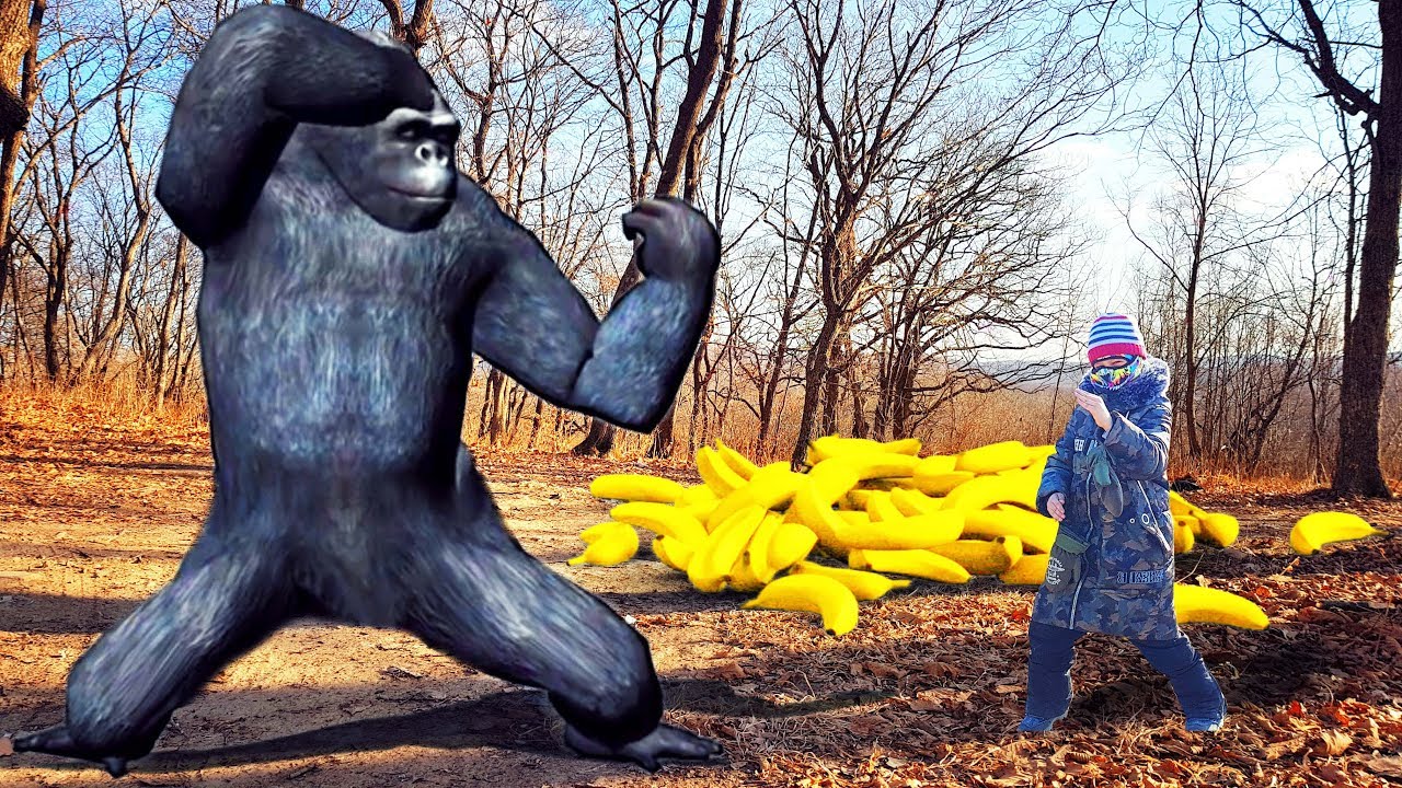 Kids Adventures GIANT Kung Fu GORILLA escapes from zoo | Learn Colors ...