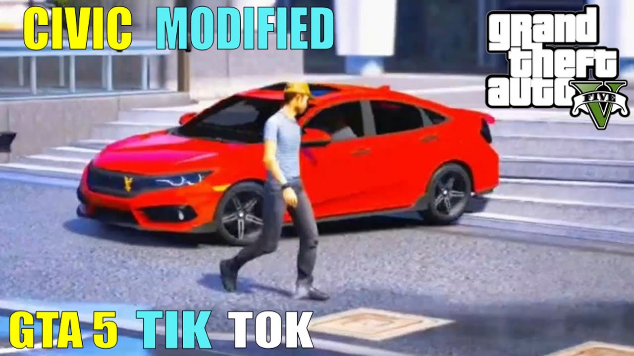 RED HONDA CIVIC MODIFIED IN GTA 5 | GTA 5 VIRAL TIK TOK VIDEO - YouTube