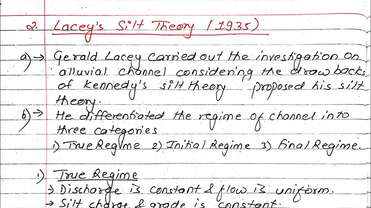 Unit:4 | Design of Canal | Lacey's Silt Theory | Prashant YT ...