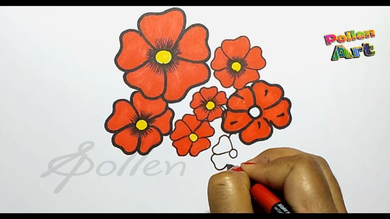 Drawing for Kids #1, How to Draw Simple Flowers for Kids - Pollen Art ...