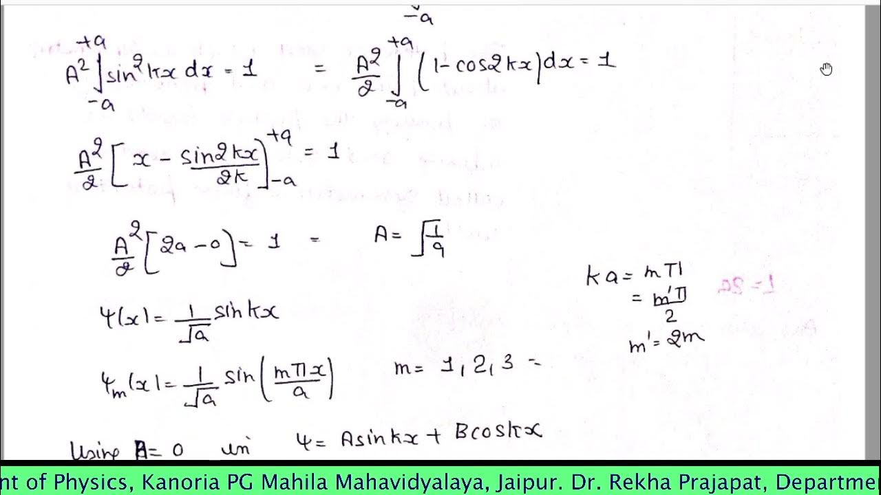 Particle in One Dimensional Infinite Potential Well - YouTube