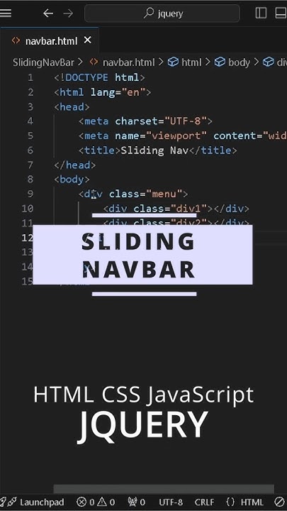 Sliding Navbar | JQUERY | HTML CSS JS#devangcodes #webdevelopment #css #js - YouTube