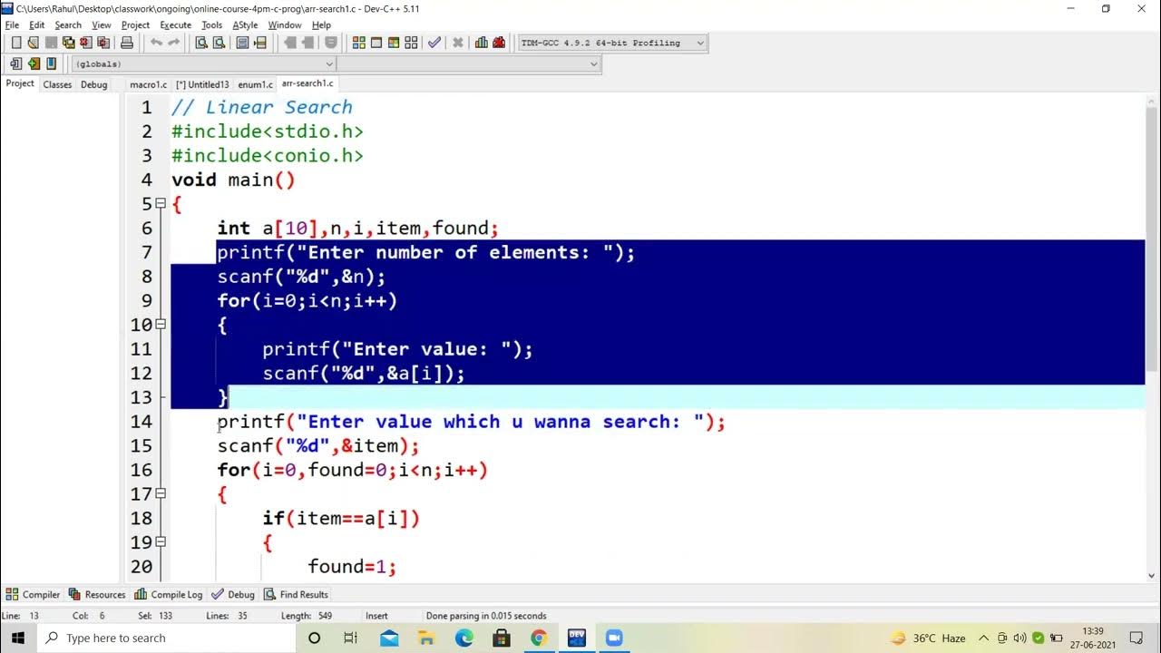 Macro, Enum, Command Line Arguments : Lecture 84 - C Programming Language (In Hindi) - YouTube