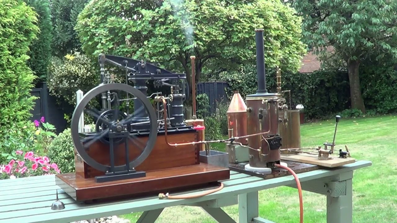 Stuart Major model beam engine in the garden driven by a six inch ...