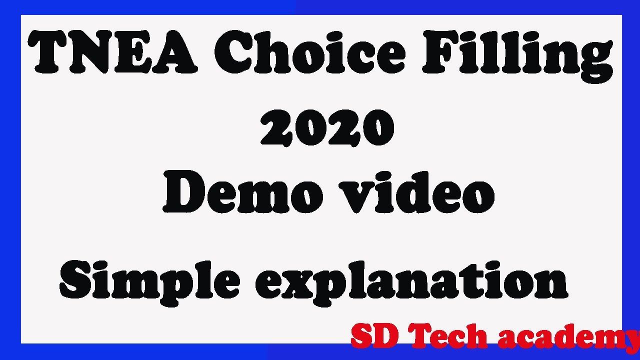 TNEA Choice filling 2020/Demo video with simple explanation /SD Tech ...