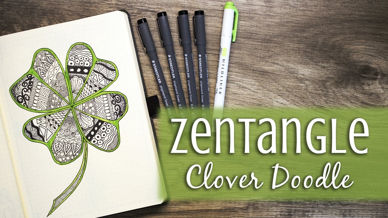 Zentangle Doodle | Clover for St. Patrick's Day! - YouTube