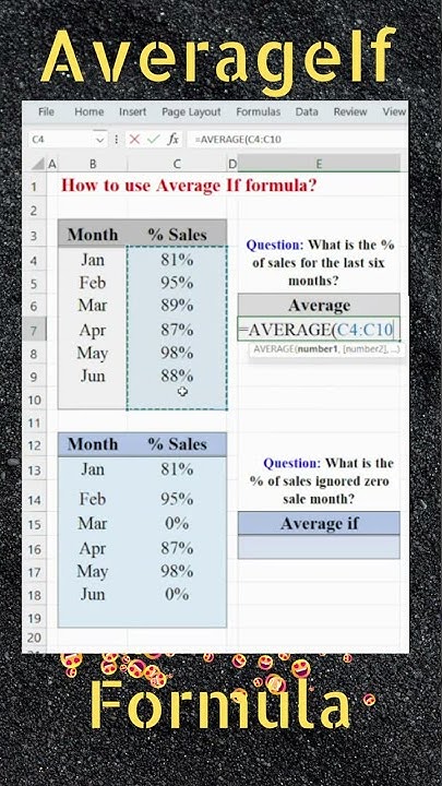 How To Use The Averageif Formulashortshowtoexcelexcelshorts Youtube