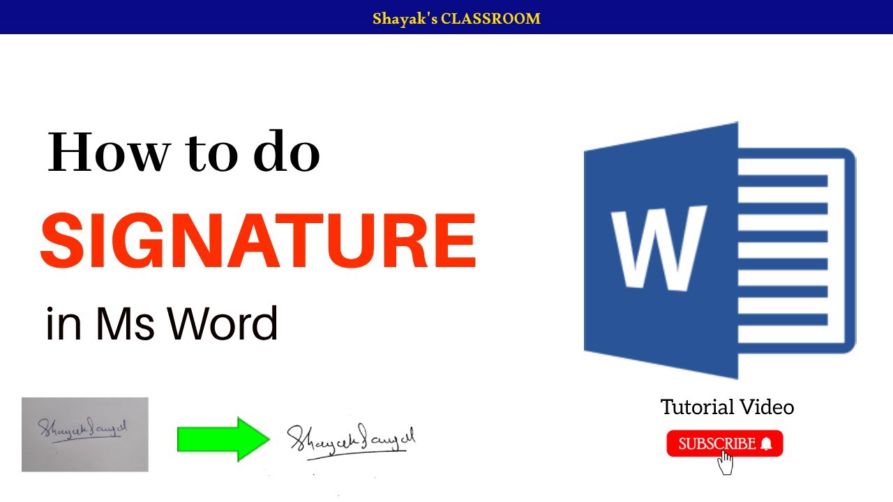 How to do Signature in MS Word || MS Word for Beginners - YouTube