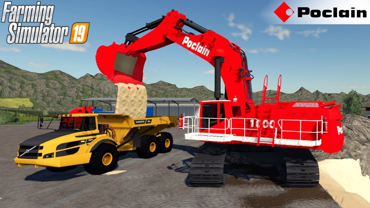 Farming Simulator 19 - POCLAIN 1000 Large Excavator Digs And Loads Sand ...
