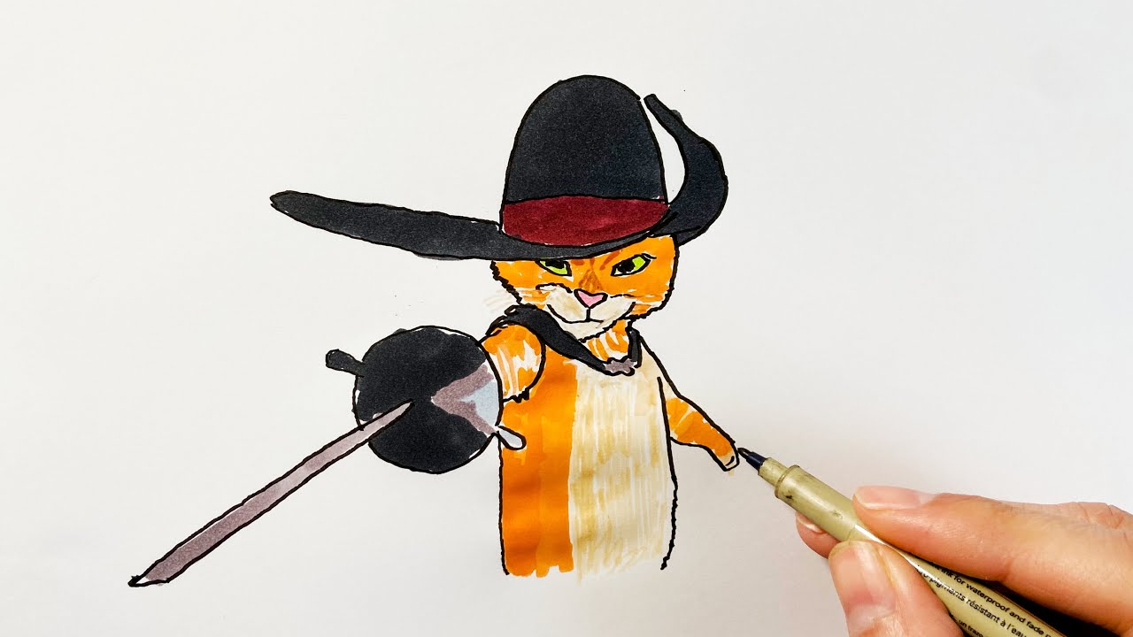 How to Draw Puss In Boots - YouTube