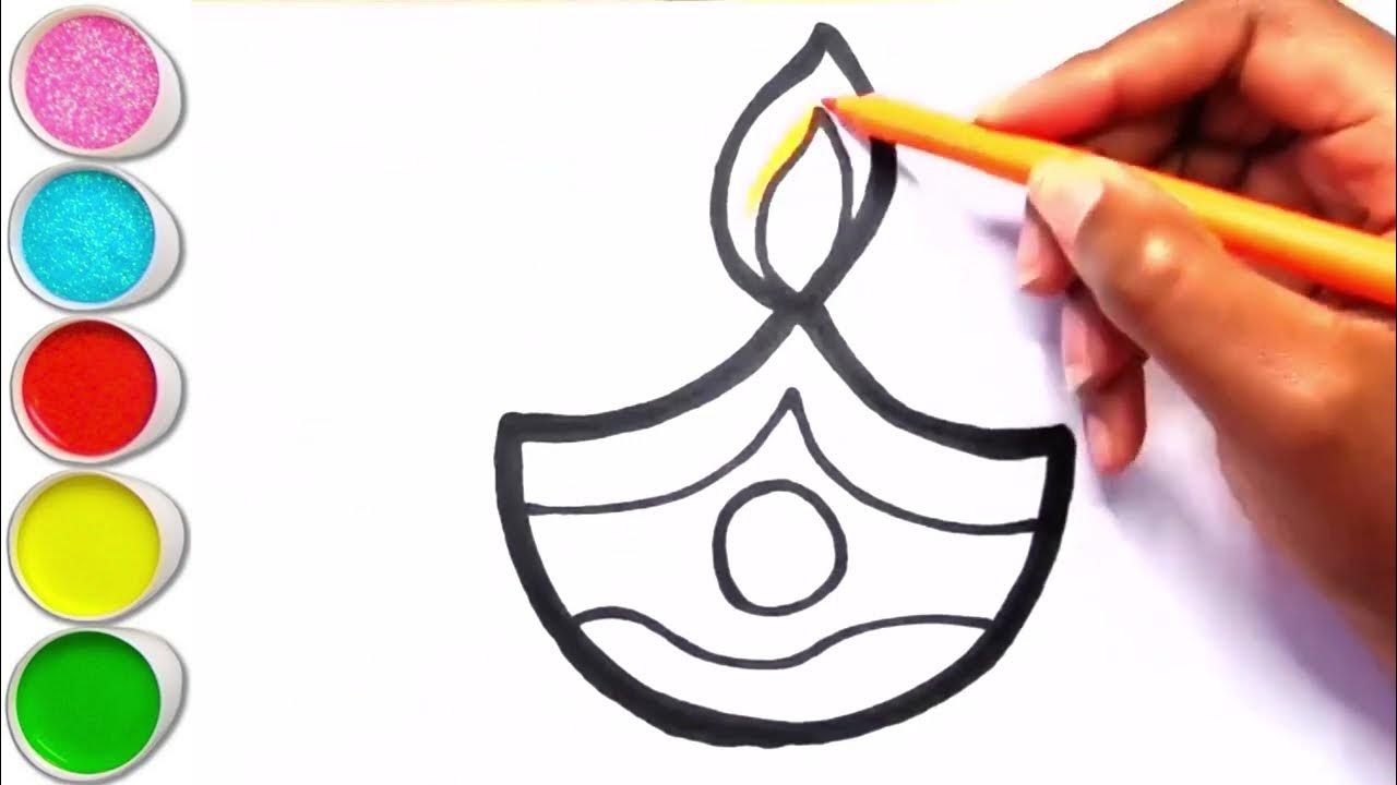 How to draw Diya for Diwali step by step - YouTube