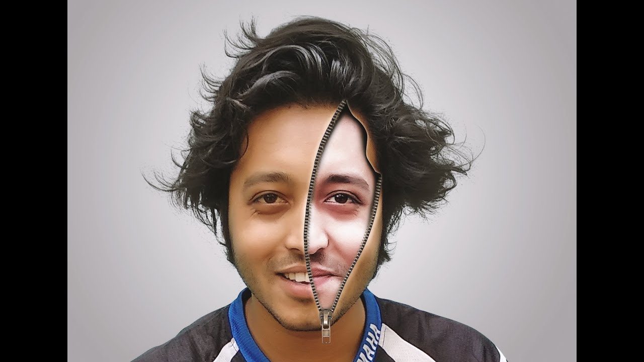 Photoshop Tutorial - Zipper Inside Face Effects - YouTube