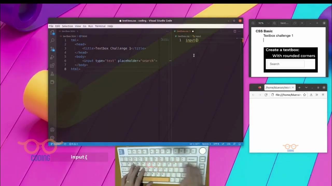 Web Html Css For Beginners Textbox Challenge 1 Asmr Coding Css Html Web Youtube