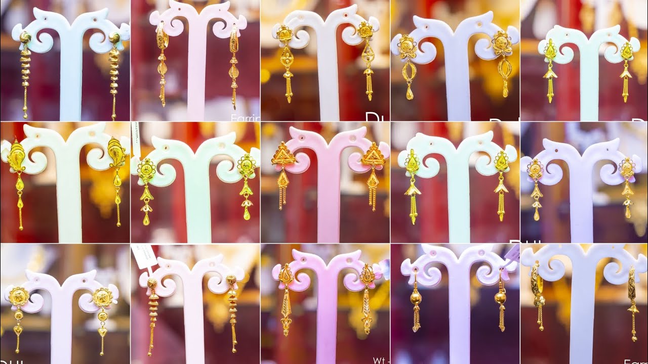 Latest gold hoop earrings designs with weight//daily wear gold earrings ...