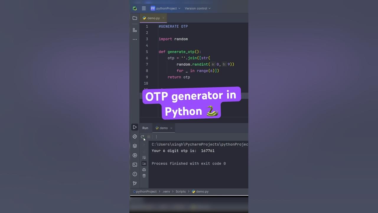 How To Build An Otp Generator In Python Shorts Python Coding Pythontutorial Youtube