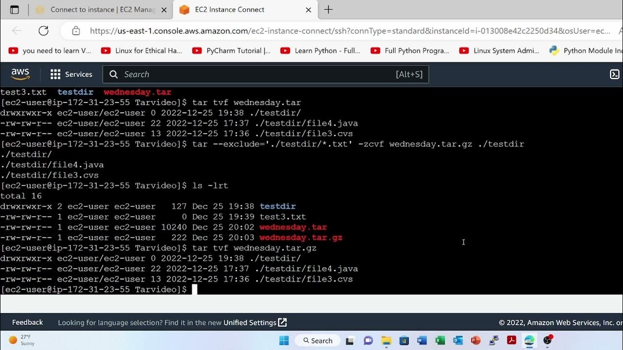 Linux Tutorial: tar, gzip commands and incremental backups. - YouTube