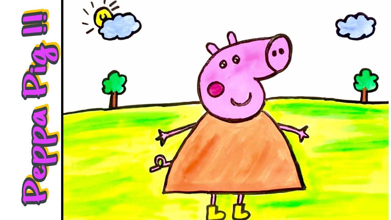 How to draw Peppa Pig | Easy Peppa drawing for kids and beginners - YouTube